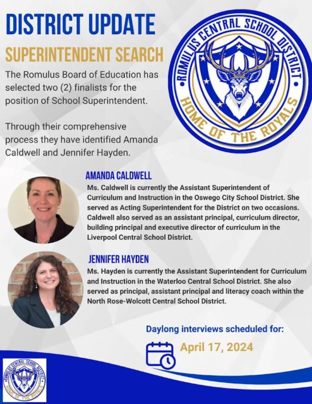 Romulus Names Finalists for Superintendent – Finger Lakes Daily News