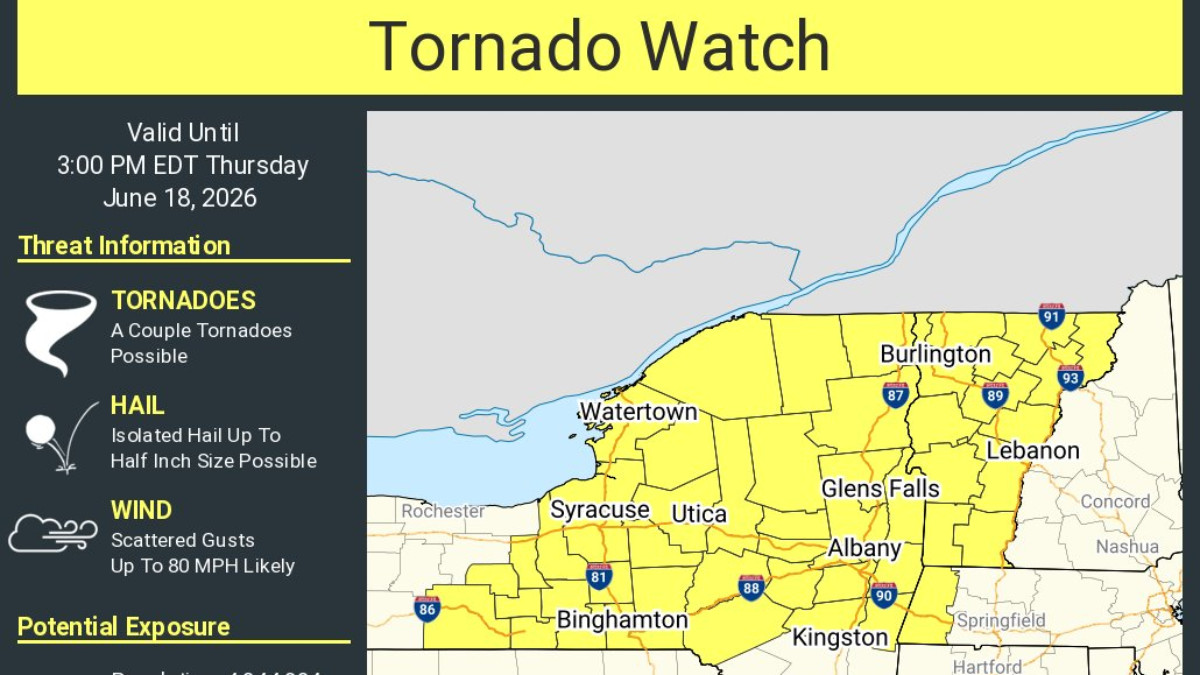 Tornado Watch Issued for Finger Lakes, Central NY Until 3 p.m. – Finger ...